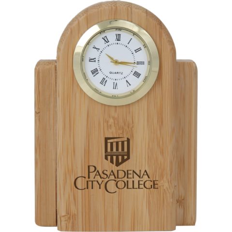 Bamboo Desk Clock w/ Gold Bezel - Primary Distributors LTD.
